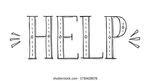 Help Hand Drawn Lettering Vector Illustration Stock Vector (Royalty ...