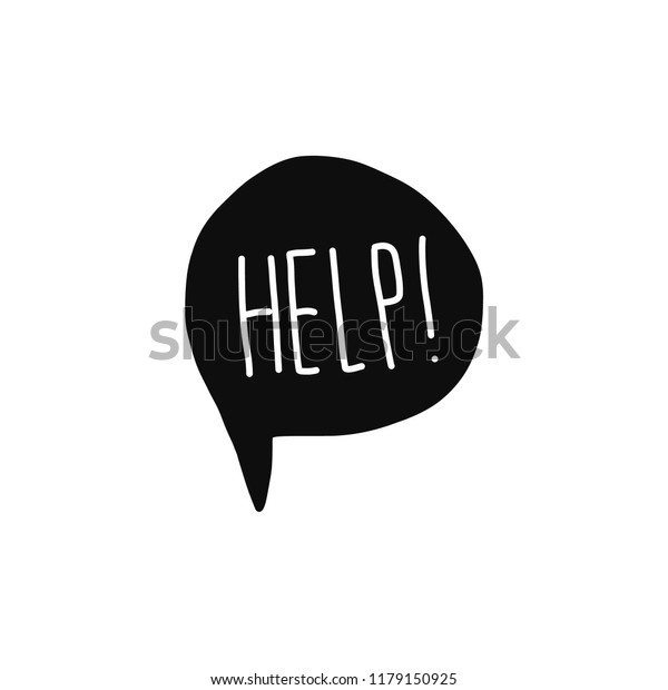 Help Lettering White Word On Black Stock Vector (Royalty Free ...