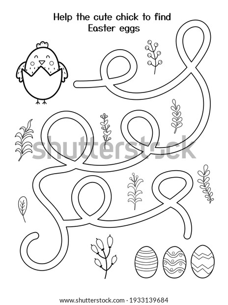 Help Little Chick Find Eggs Easter Stock Vector (Royalty Free ...