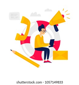 Help Online Support Flat Illustration Stock Vector (Royalty Free ...