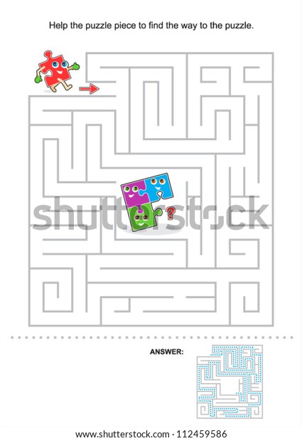 Help Puzzle Piece Find Way Puzzle Stock Vector (Royalty Free) 112459586 ...