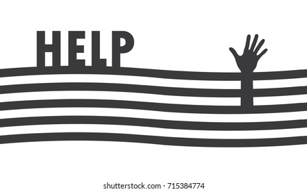 Help Word Hand Drowning Man Asking Stock Vector (Royalty Free ...