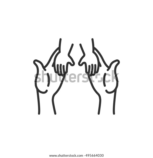 Helping Children Icon Line Design Child Stock Vector (Royalty Free ...