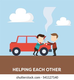Helping Each Other Illustration Concept: เวกเตอร์สต็อก (ปลอดค่า ...