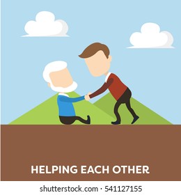 Helping Each Other Illustration Concept Stock Vector (Royalty Free ...