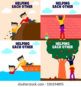 Helping Each Other Illustration Concept Stock Vector (Royalty Free ...