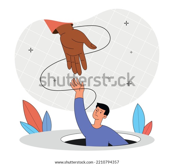 Helping Hand Concept Large Hand Helps Stock Vector (Royalty Free ...