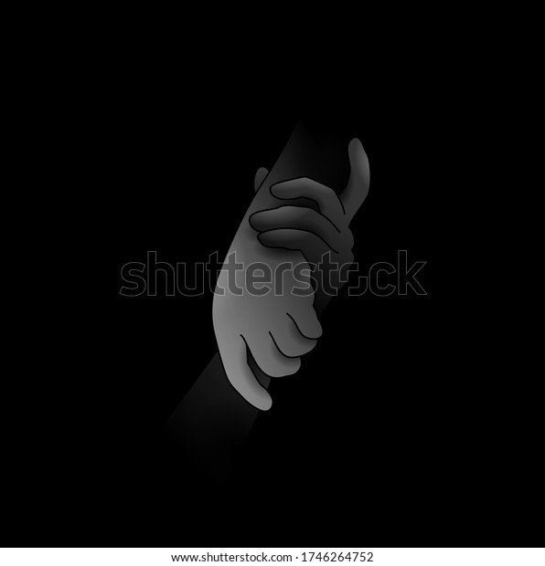 Helping Hand Concept On Black Background Stock Vector (Royalty Free ...