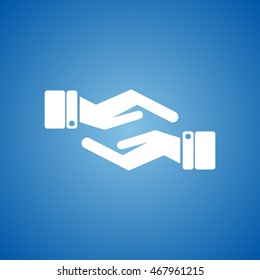 Helping Hand Icon On Blue Color Stock Vector (Royalty Free) 467961215 ...