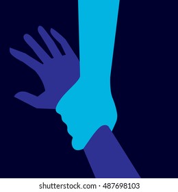 Helping Hand Illustration Blue Help Assist Stock Vector (Royalty Free ...