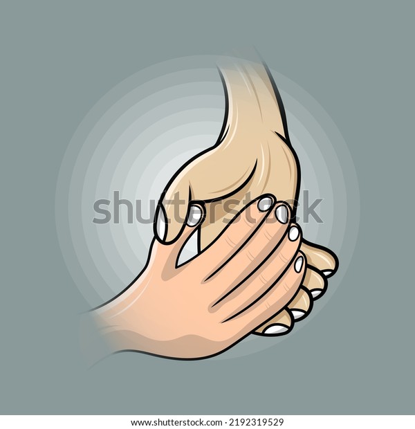 Vektor Stok Helping Hand Vector Illustration Cartoon Style (Tanpa ...