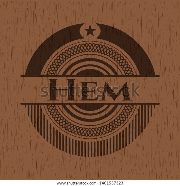 Hem Wooden Emblem Vintage Vector Illustration Stock Vector (Royalty ...
