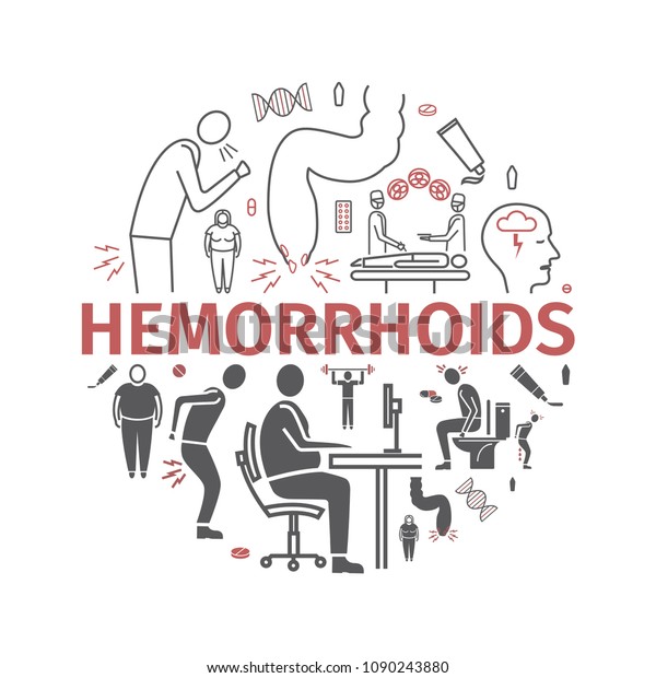Hemorrhoids Banner Icon Infographics Vector Signs Stock Vector (Royalty ...