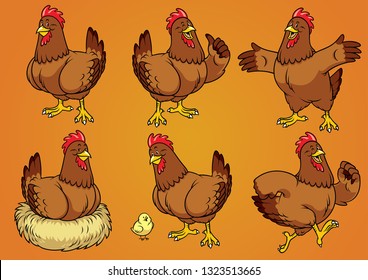 Hen Cartoon Style Set Stock Vector (Royalty Free) 1323513665 | Shutterstock