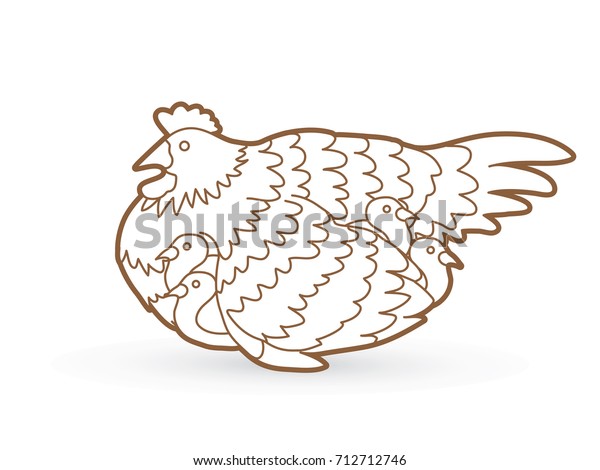 Hen Chicken Outline Graphic Vector Stock Vector (Royalty Free) 712712746