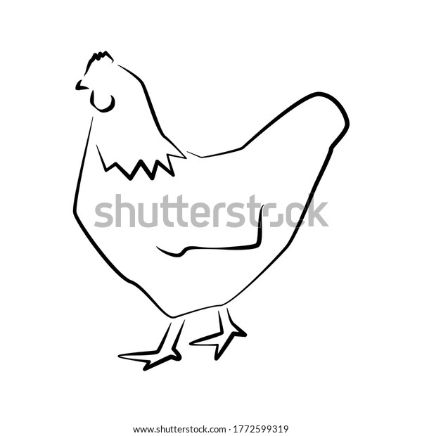 Hen Chicken Outline Simple Icon Farm Stock Vector (Royalty Free ...
