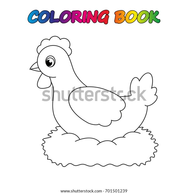 Hen Coloring Page Worksheet Game Kids Stock Vector (Royalty Free ...