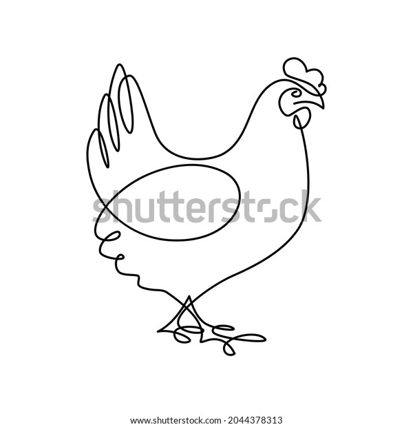 Hen Continuous Line Art Drawing Style Stock Vector (Royalty Free ...