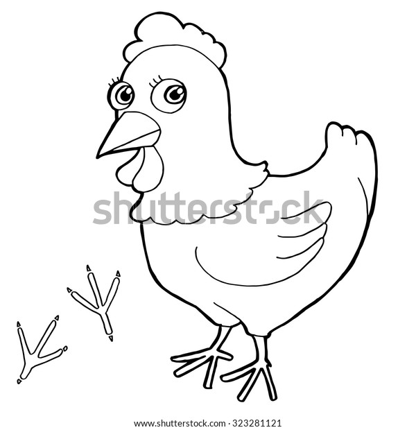 Hen Paw Print Coloring Pages Vector Stok Vektör (Telifsiz) 323281121 ...