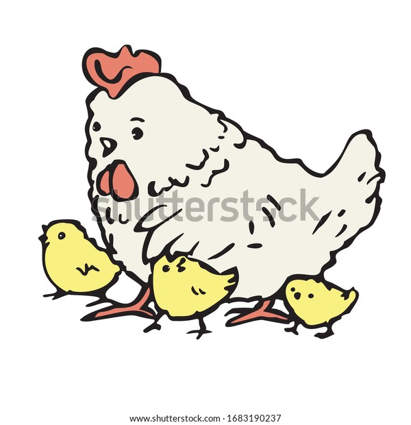 Hen Three Chicken Vector Illustration Cartoon Stock Vector (Royalty ...