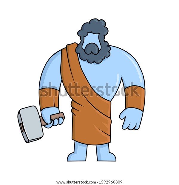 Vektor Stok Hephaestus Ancient Greek God Blacksmith Fire (Tanpa Royalti ...