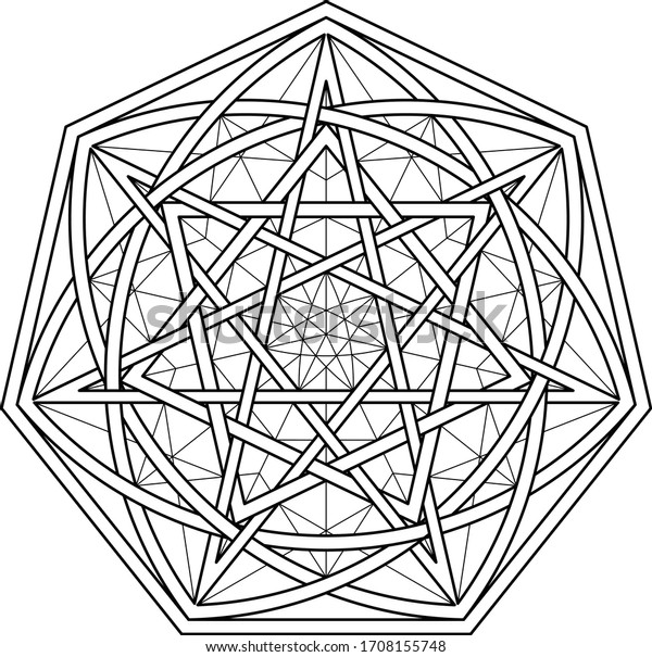 Heptagram Vector Pattern Circular Circle Geometric Stock Vector