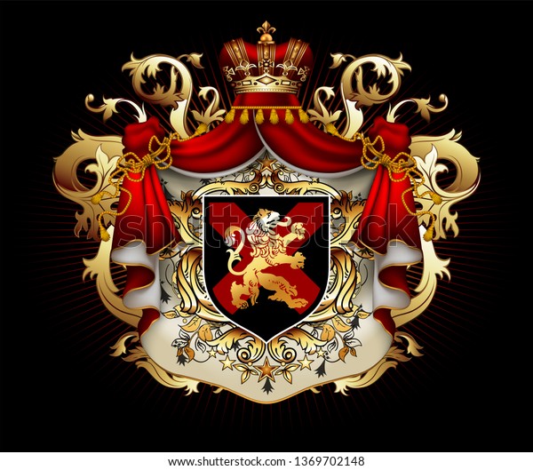 Vetor stock de Heraldic Background Red Ermine Royal Mantle (livre de ...