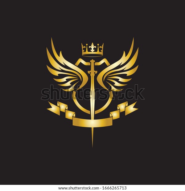 Heraldic Composition Crown Swords Wings Shield Stock Vector (Royalty ...