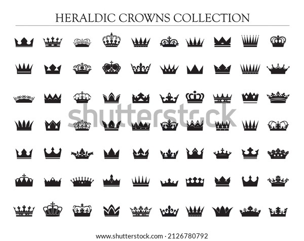 Heraldic Crown Collection Big Set Icons Stock Vector (Royalty Free ...