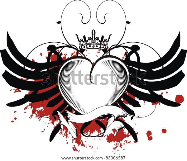 Heraldic Heart Black Vector Format Stock Vector (Royalty Free) 83306587