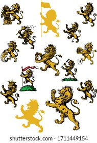 Heraldic Lion Crest Designs Vector Format Stock Vector (Royalty Free ...