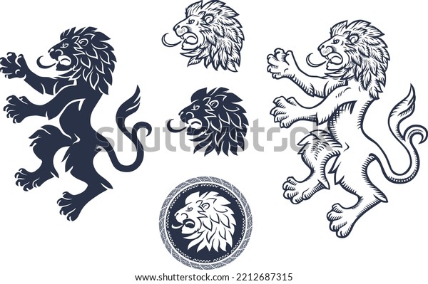 Heraldic Lion Lion Head Lion Silhouette Stock Vector (Royalty Free ...