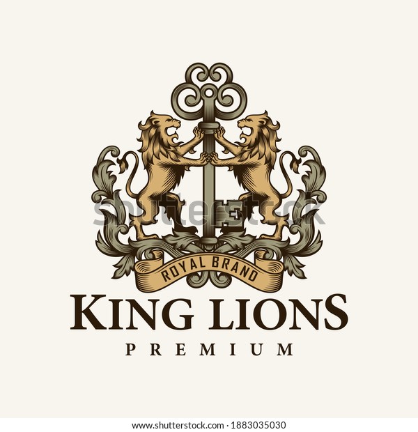 Heraldic Lion Key Luxury Vector Template Stock Vector (Royalty Free ...