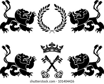 Heraldic Monsters Stencils Vector Illustration Stock Vector (Royalty ...