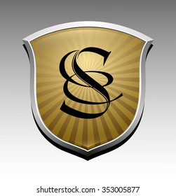 Heraldic Shield Letter S Stock Vector (Royalty Free) 353005877 ...
