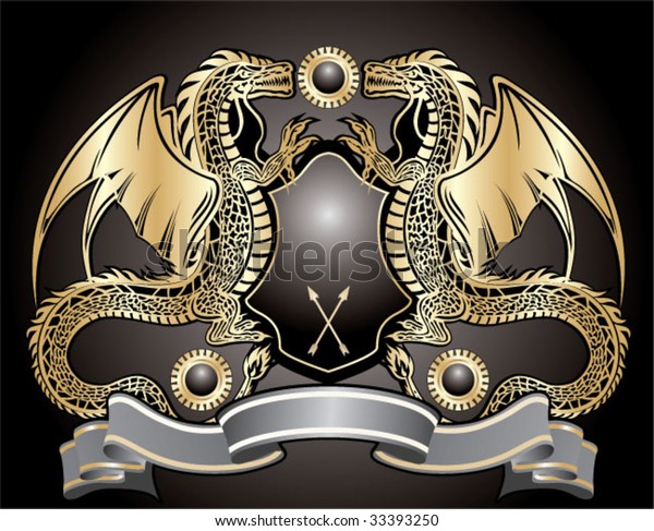 Heraldic Sign Golden Dragon Stock Vector (Royalty Free) 33393250