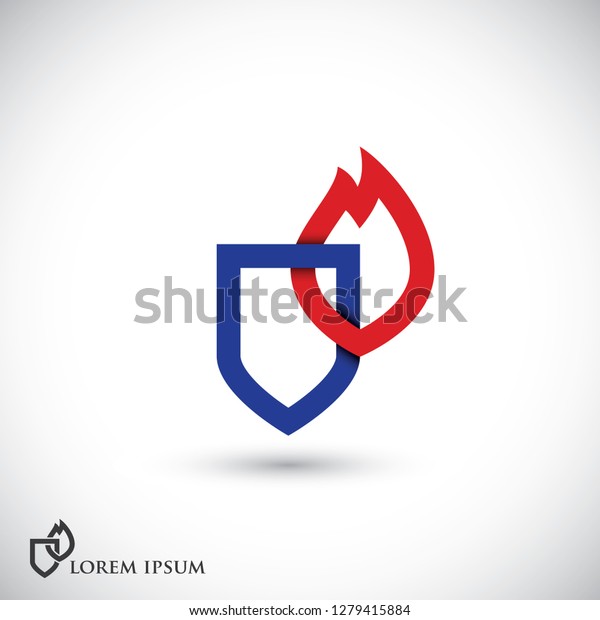 Heraldic Symbol Shield Flame Protection Fire Stock Vector (Royalty Free ...