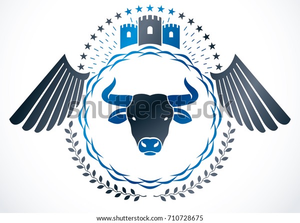 Heraldic Winged Emblem Isolated Vector Illustration Stock Vector ...