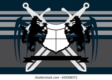 Heraldic Wolf Coat Arms Crest Tattoo Stock Vector (Royalty Free ...