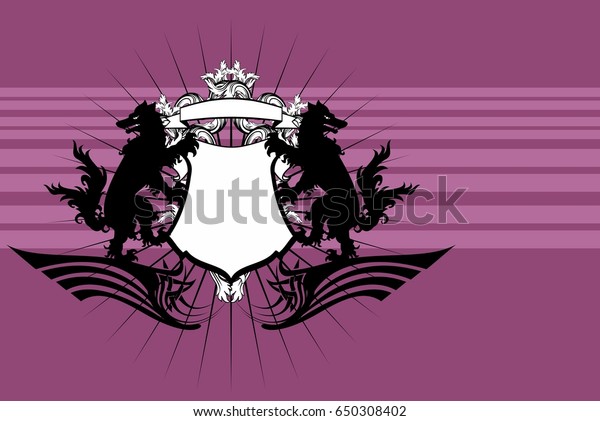 Heraldic Wolf Coat Arms Crest Tattoo Stock Vector (Royalty Free) 650308402