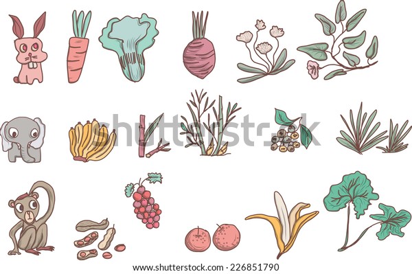 Herbivores Animals Cartoon Stock Vector (Royalty Free) 226851790 ...