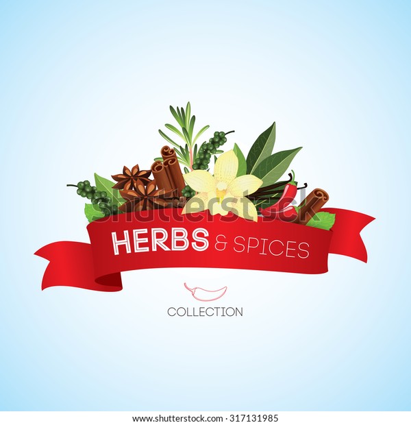 Herbs Spices Red Ribbon Stock Vector (Royalty Free) 317131985 ...