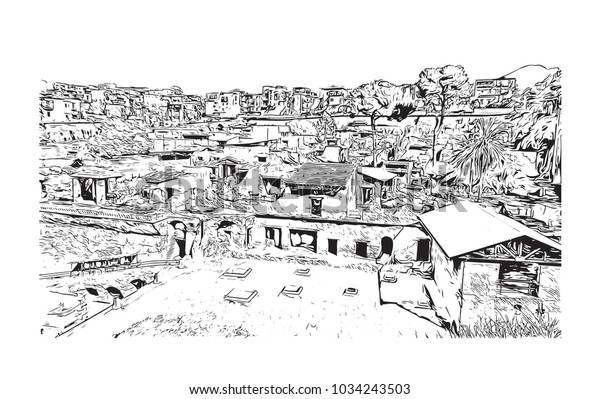 Herculaneum Town Located in the shadow of Mount Vesuvius, Herculaneum ...