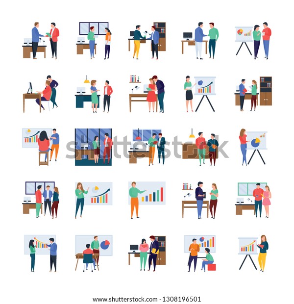 Here Business Meetings Discussions Work Progress Stock Vector (Royalty ...
