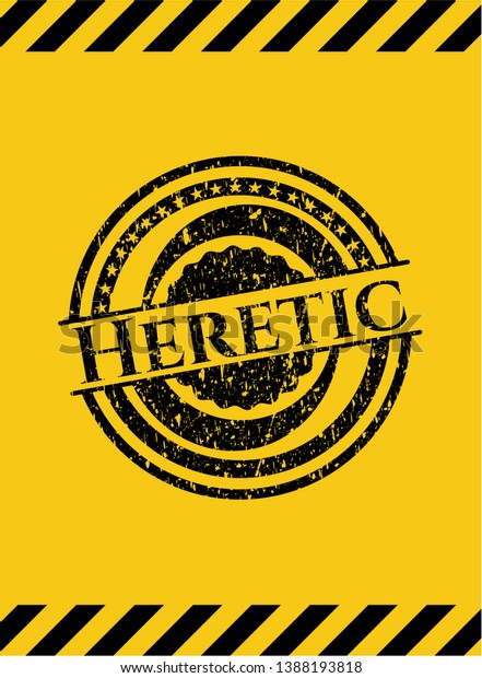Heretic Black Grunge Emblem Inside Yellow Stock Vector (Royalty Free ...