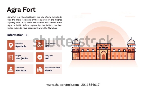 Heritage Agra Fort Monumental Design Vector Stock Vector (Royalty Free ...