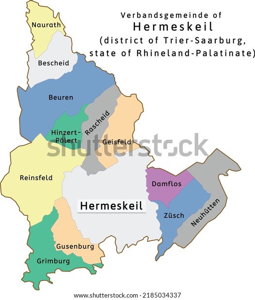 Mapa de Hermeskeil verbandsgemeinde del distrito: vector de stock ...