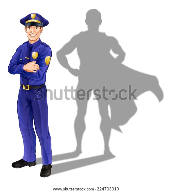 Hero Policeman Concept Illustration Confident Handsome Stock Vector ...