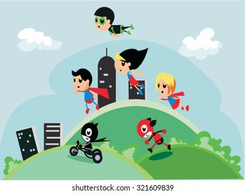 Hero Team Cartoon Stock Vector (Royalty Free) 321609839 | Shutterstock
