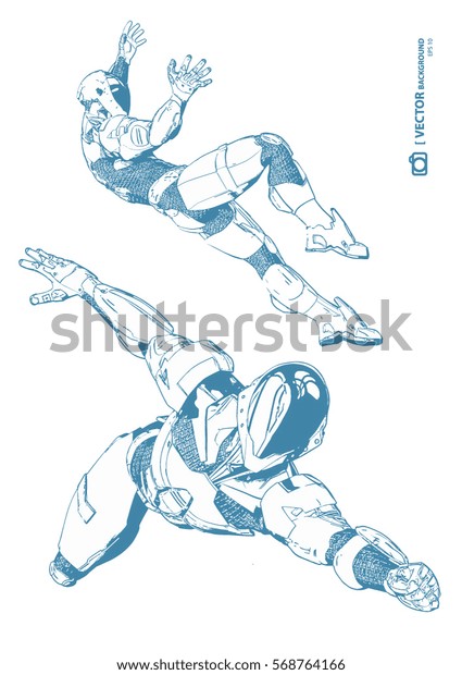 Heroic Fantasy Super Hero Hand Drawn Stock Vector (Royalty Free ...